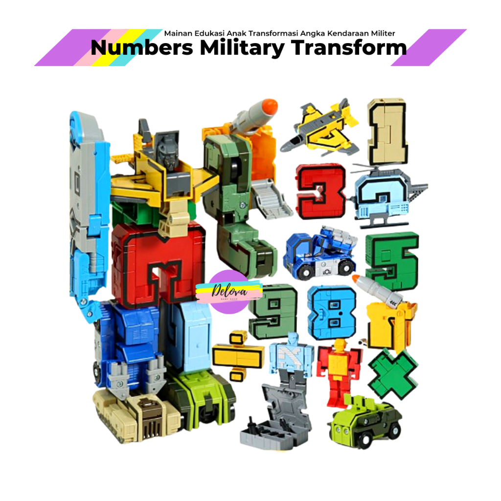 Jual Transform Numbers Military Mainan Edukasi Anak Transformasi ...