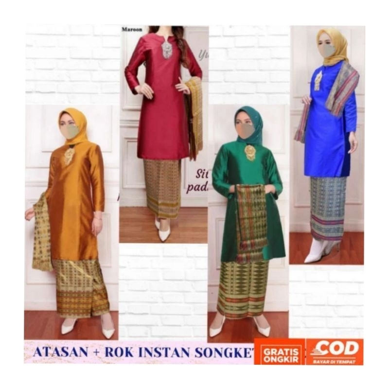 Jual SET KEBAYA KURUNG TAFFETA SITI NURBAYA + ROK SONGKET DAN SELENDANG // KEBAYA KURUNG TAFFETA ...