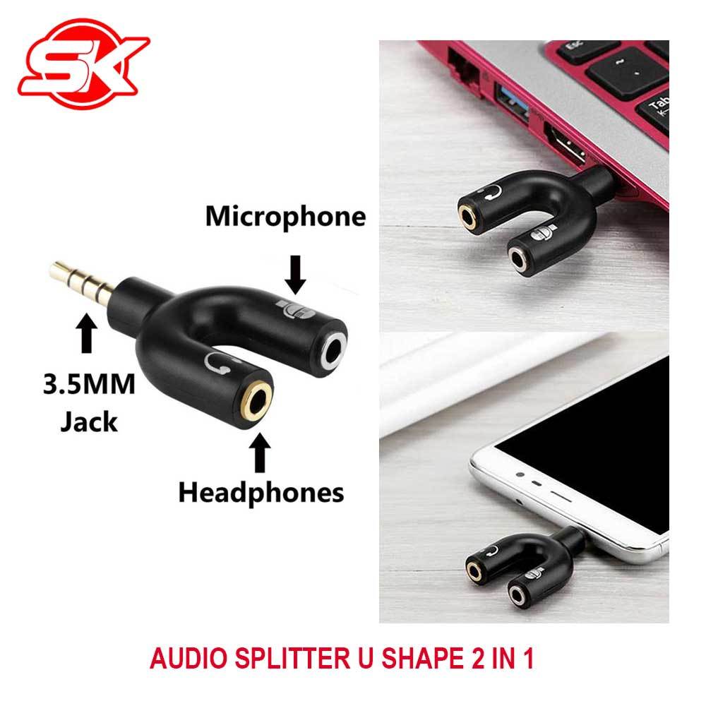Jual Audio Splitter U Shape 2in1 Mic And Audio Jack 3.5 mm | Shopee ...