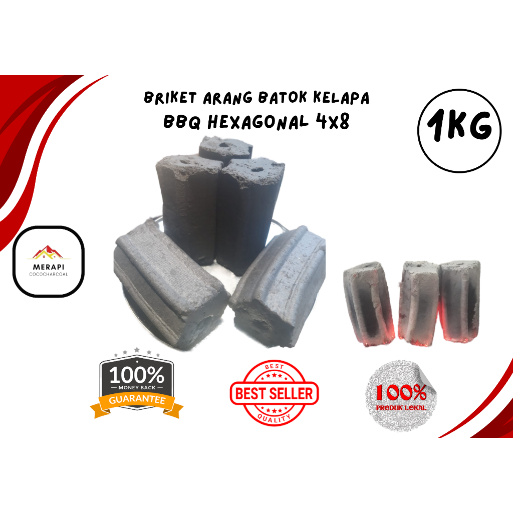 Jual arang briket batok kelapa hexagonal 4x8 | Shopee Indonesia