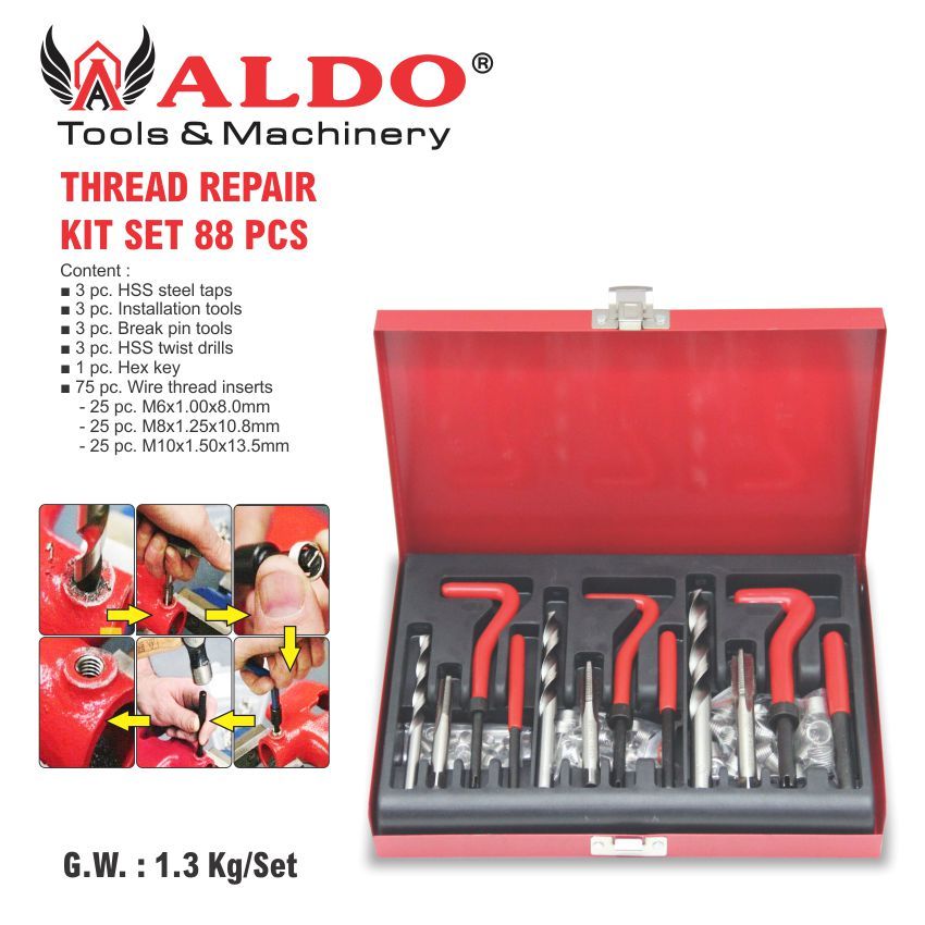 Jual ALAT RECOIL SET BAJA / THREAD REPAIR KIT SET 88 PCS MERK ALDO ...