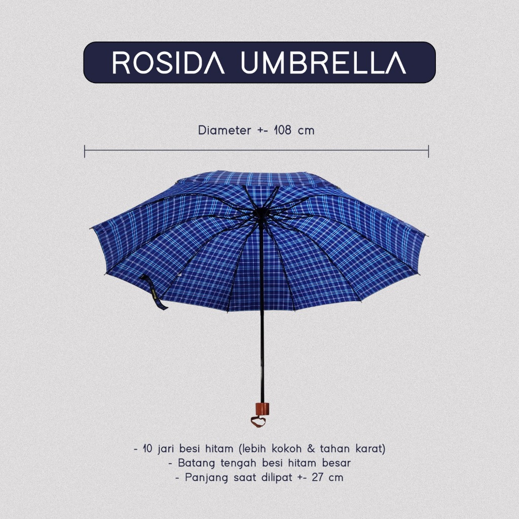 Jual FELWINSHOP Payung Lipat Rosida Jumbo Motif Kotak Kotak Big Size ...