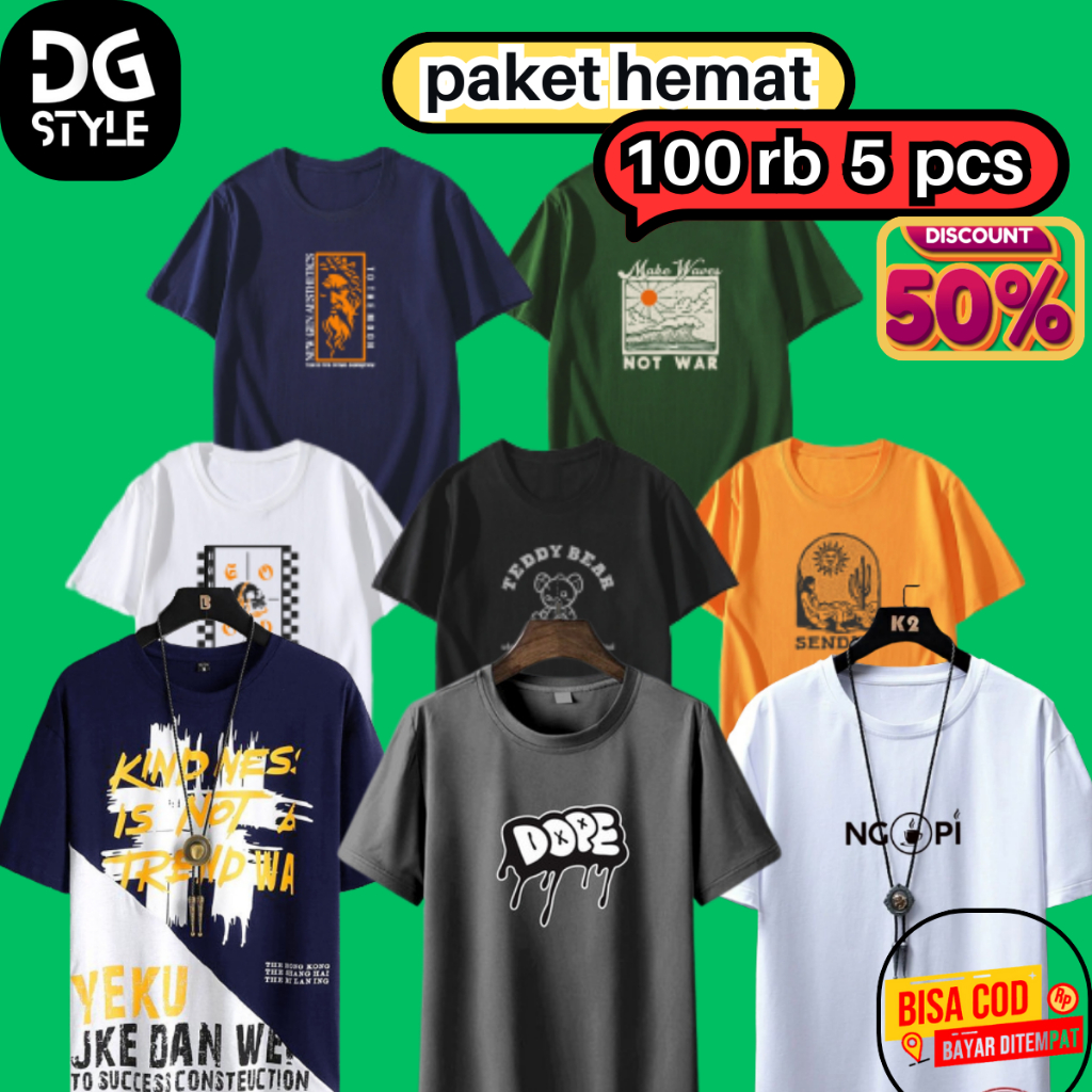 Jual Kaos Distro Murah 100rb Dapat 5 Pcs Paket Hemat Pria Lengan Pendek ... Jual Kaos Distro Murah 100rb Dapat 5 Pcs Paket Hemat Pria Lengan Pendek ...
