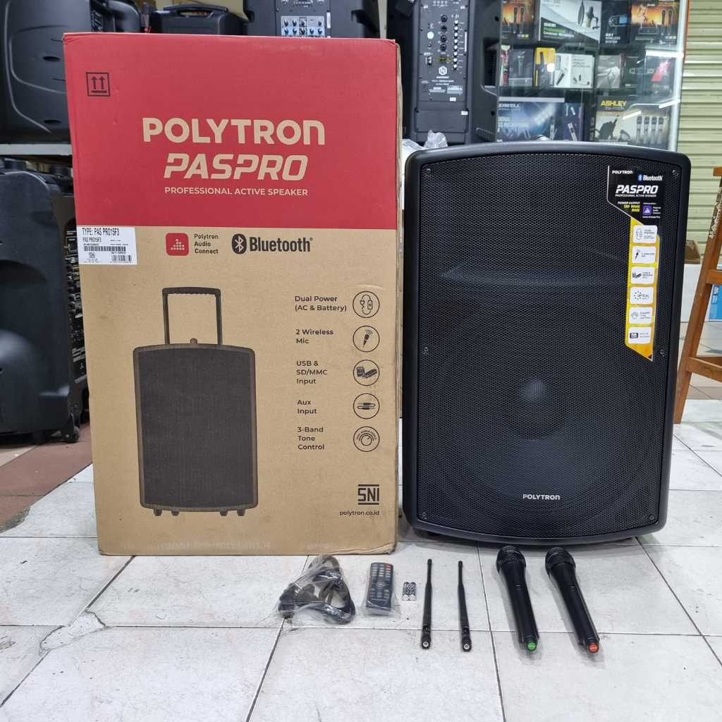 Jual POLYTRON PASPRO 15F3 SPEAKER PORTABLE PAS PRO15F3 15inc FREE 2 MIC ...