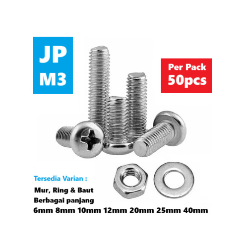 Jual Baut M3 JP Bulat Mur Ring Plat Kaki Spacer PCB Box Kotak Fan HeatSink | Shopee Indonesia