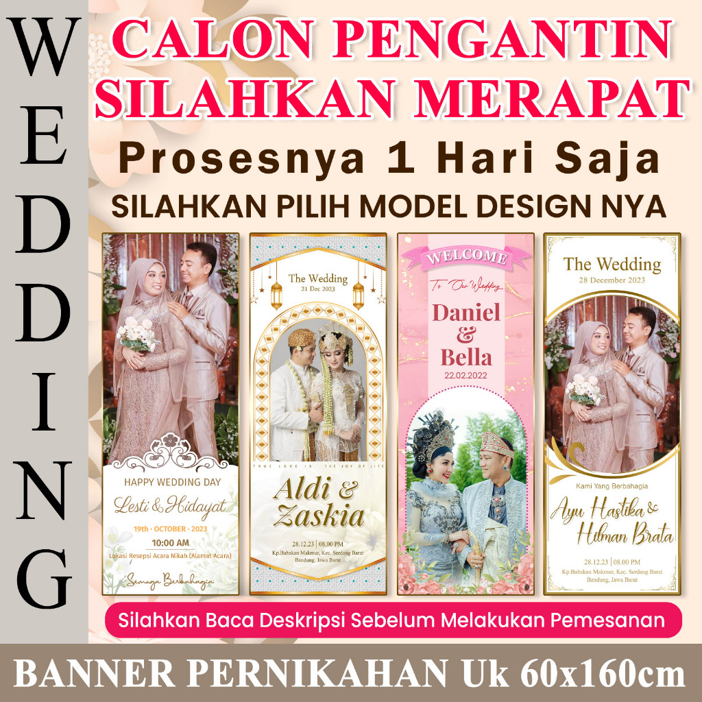 Jual Banner Spanduk Pernikahan Cantik Dan Menarik The Wedding Banner ...