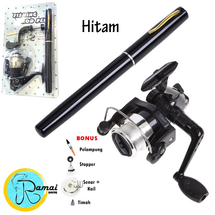Jual Satu set Joran Pen mini alat pancing pulpen casting dan spinning ...