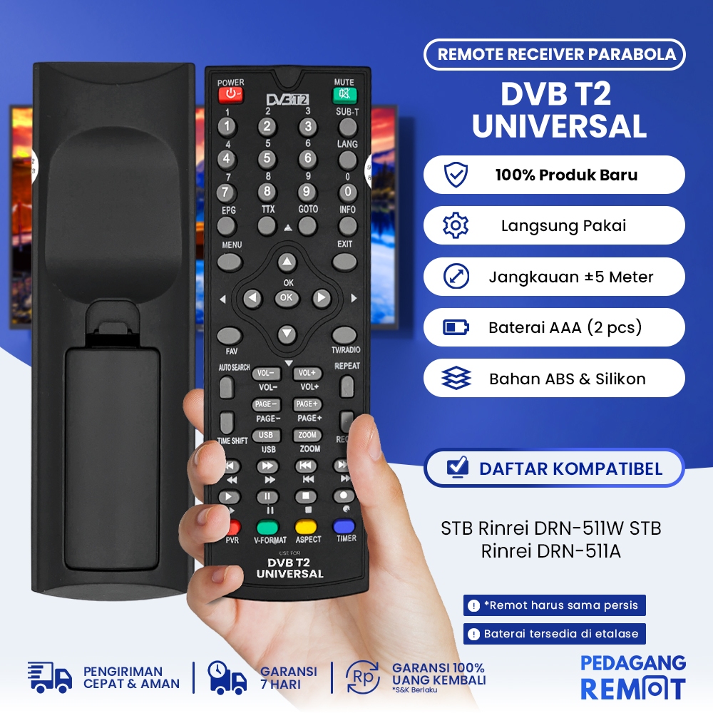 Jual Remot Remote STB DVB T2 Receiver Parabola Rinrei DRN-511W / DRN-511A | Shopee Indonesia