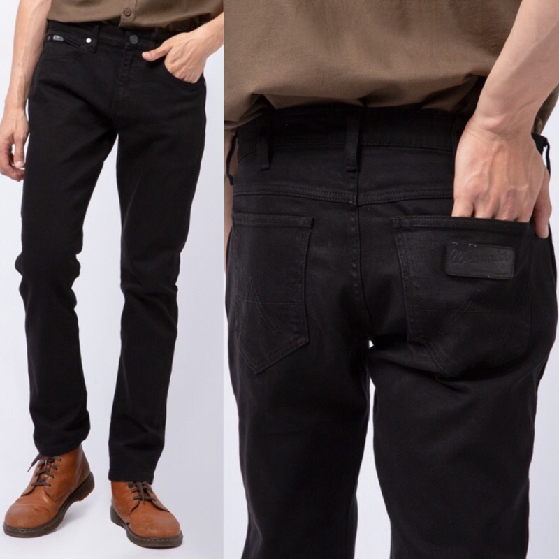 Jual CELANA JEANS WRGR GREENSBORO HITAM A | Shopee Indonesia
