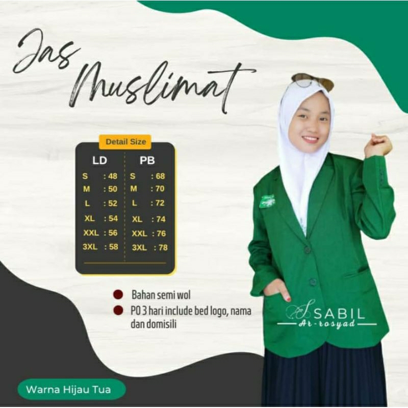 Jual JAS MUSLIMAT NU NASIONAL FREE BADGE NAMA DAN DOMISILI | Shopee ...