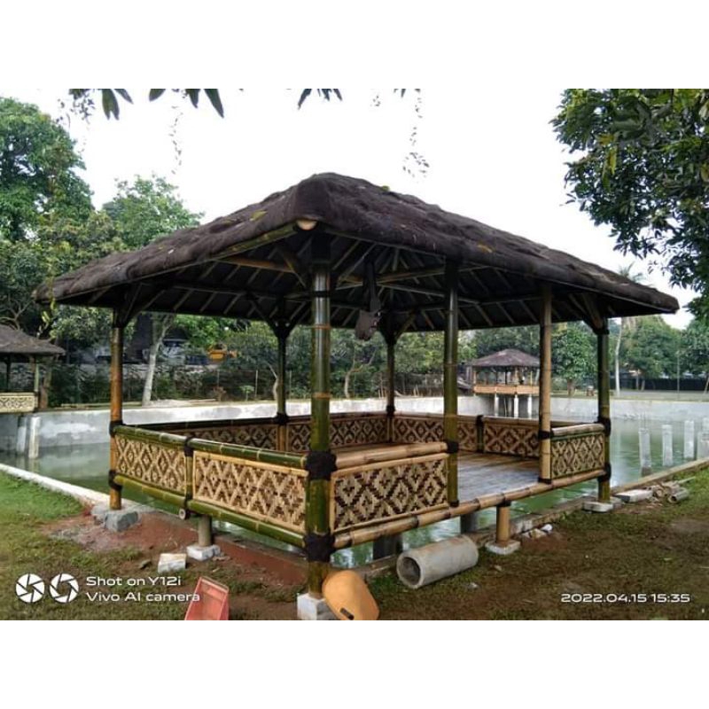 Jual saung gazebo bambu atap ijuk 3×3 m | Shopee Indonesia