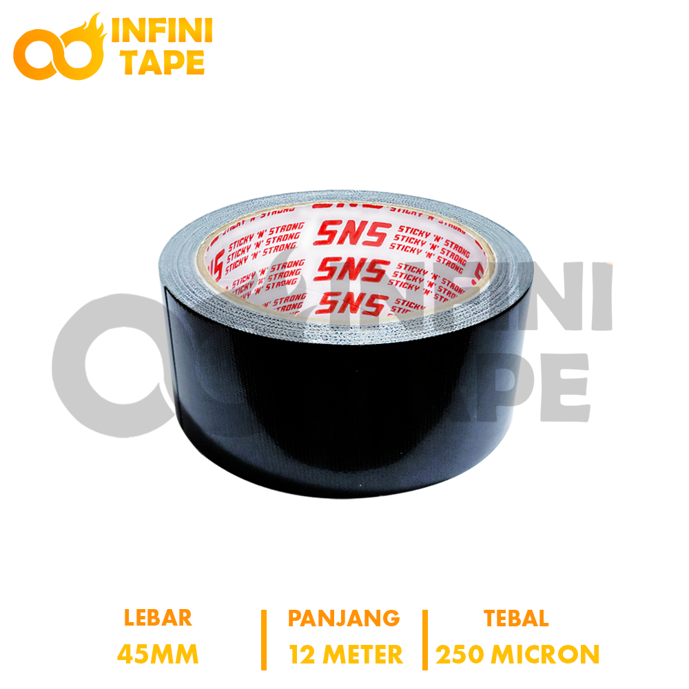 Jual Cloth Tape Lakban Hitam 45 X 12M / 8M Merk SNS | Shopee Indonesia