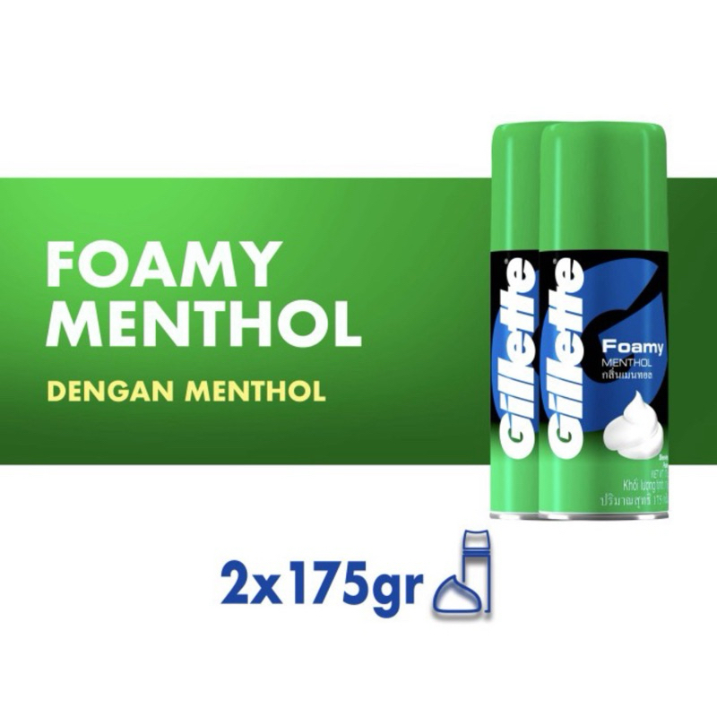 Jual Gillette Shaving Foam Krim Alat Cukur Foamy Menthol 175g isi 2 Exp ...
