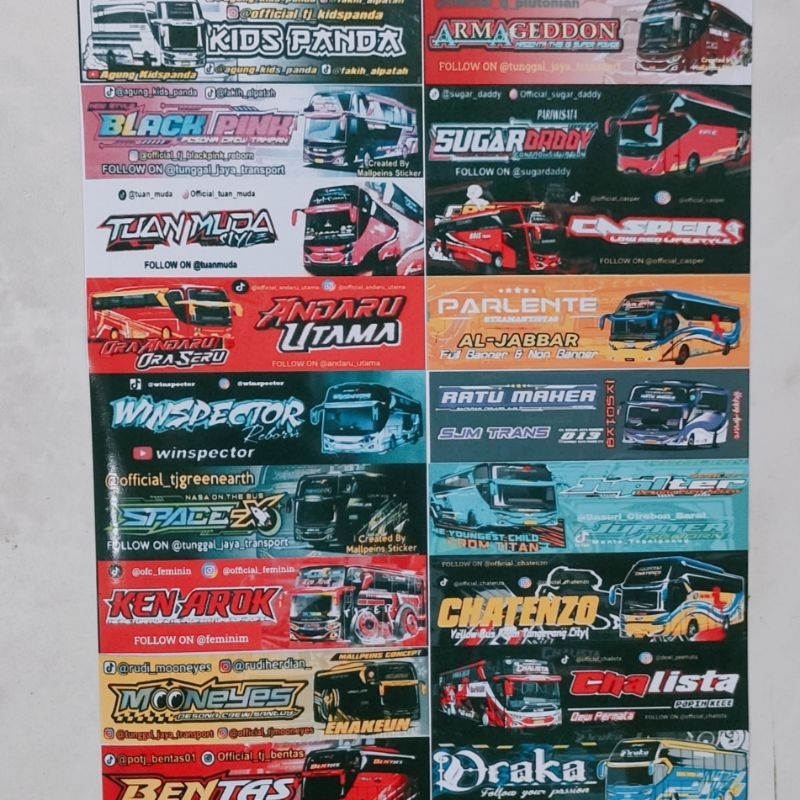 Jual stiker panjang gambar campur sticker bus basuri | Shopee Indonesia