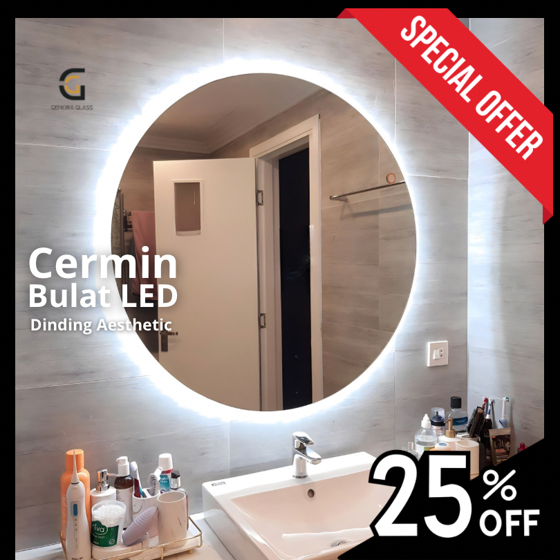 Jual Cermin Bulat LED Strip 50cm (Free Packing Kayu) Kaca Cermin Lampu ...