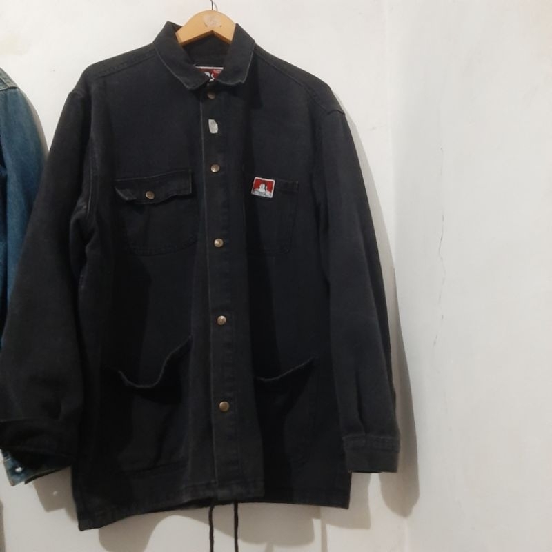 Jual BEN DAVIS CHORE JACKET DENIM BLACK WHOSE | Shopee Indonesia