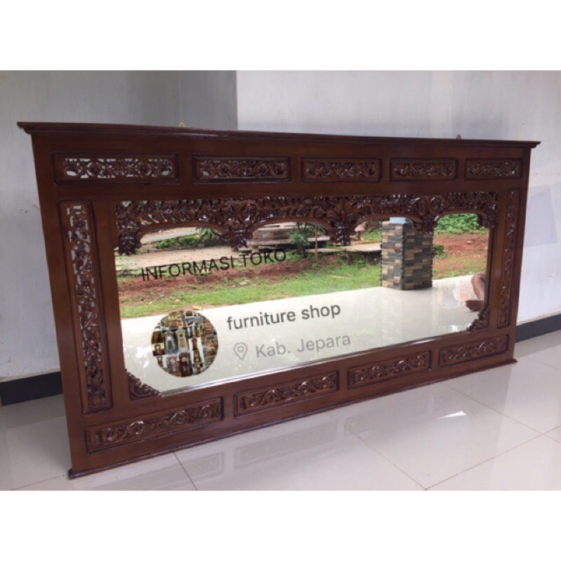 Jual Kaca cermin krepyak kayu jati | Shopee Indonesia