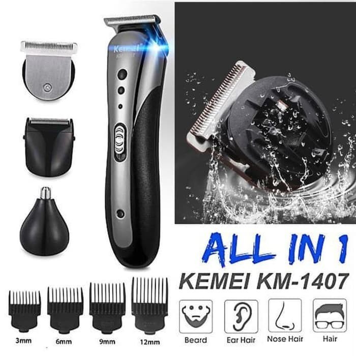Jual Mesin Cukur Kemei KM-1407 Clipper 3 in1 Alat cukur rambut charger | Shopee Indonesia