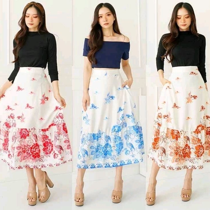 Jual TD701 ROK BATIK SATIN MODERN BAWAHAN WANITA ROK KERJA KANTOR BATIK ...