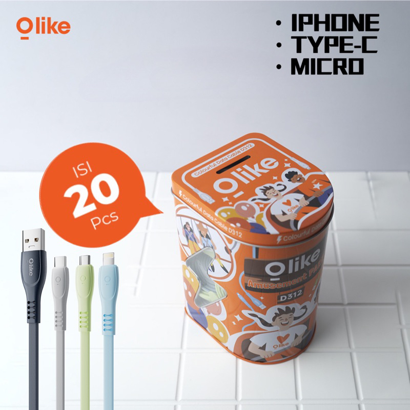 Jual Olike ( 20 PCS ) Kabel Data D312 Fast Charging 2.4A MICRO TYPE C ...