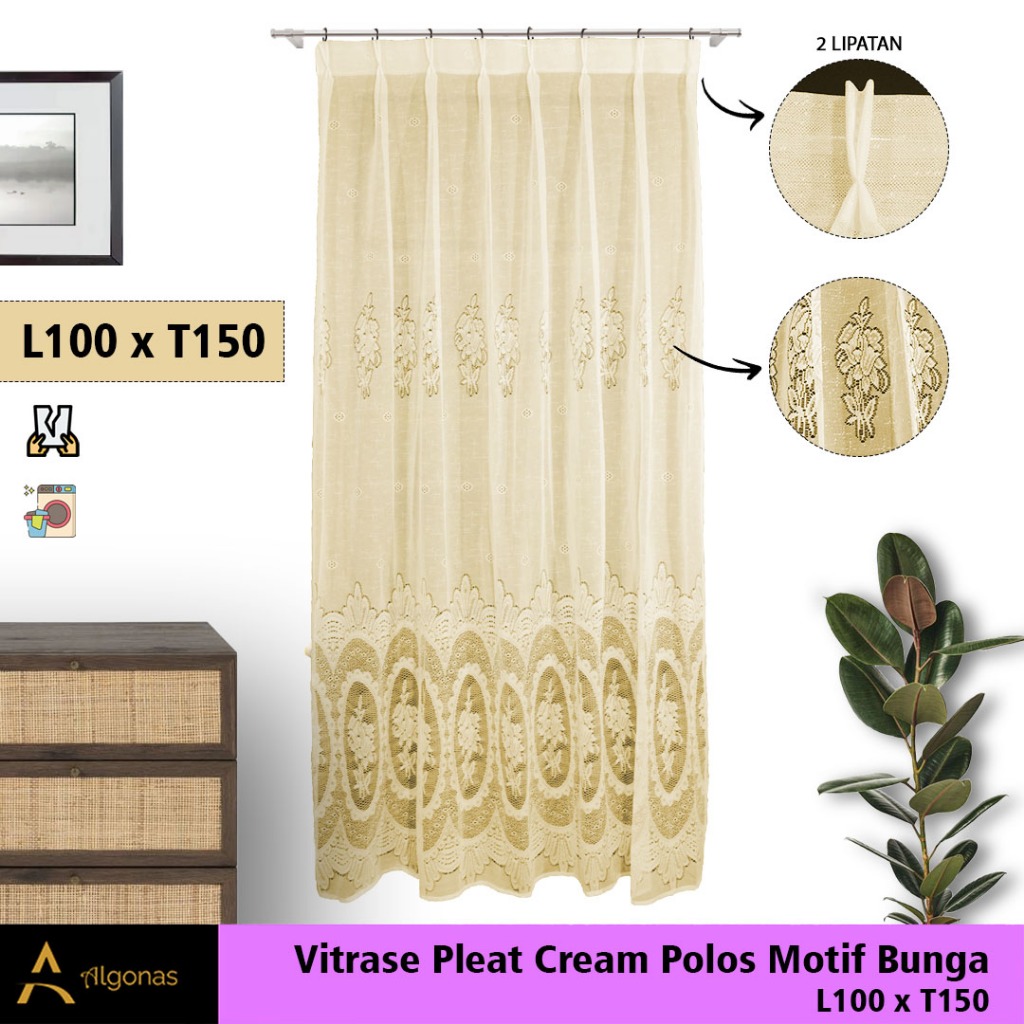 Jual Vitrase Gorden Siang Minimalis Motif Bunga | Shopee Indonesia