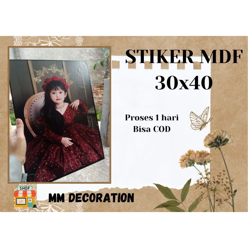 Jual CETAK FOTO BINGKAI PAPAN MDF LIST HITAM BAHAN STIKER CHROMO GLOSSY ...