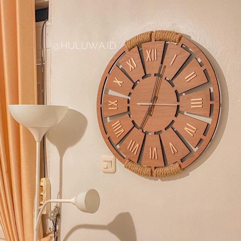 Jual Jam Dinding Kayu Jati Model Tali Angka Custom 60cm | Shopee Indonesia