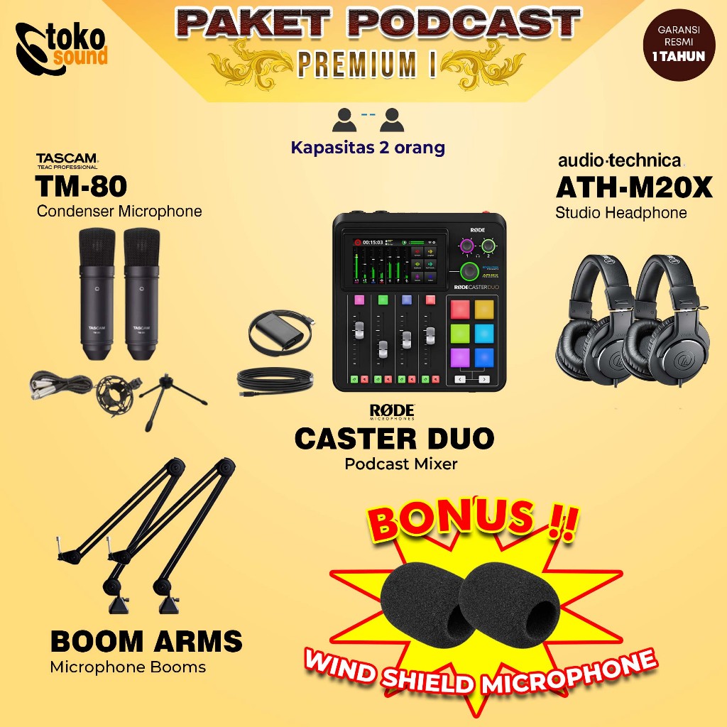 Jual PAKET PODCAST PREMIUM 2 ORG - Rodecaster Pro Mixer - Tascam ...