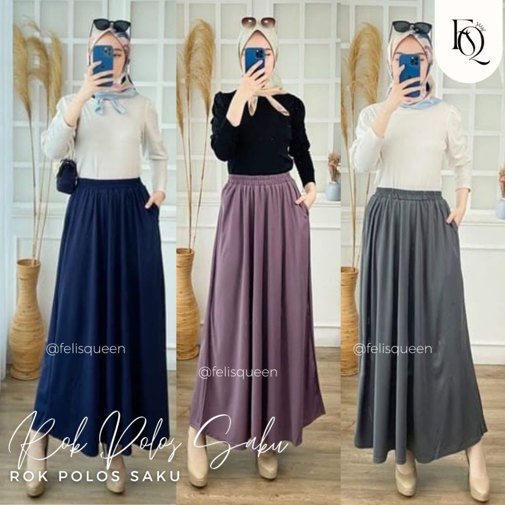 Jual ROK POLOS SAKU FLOWY DEWASA PREMIUM JUMBO / ROK POLOS WANITA / ROK ...
