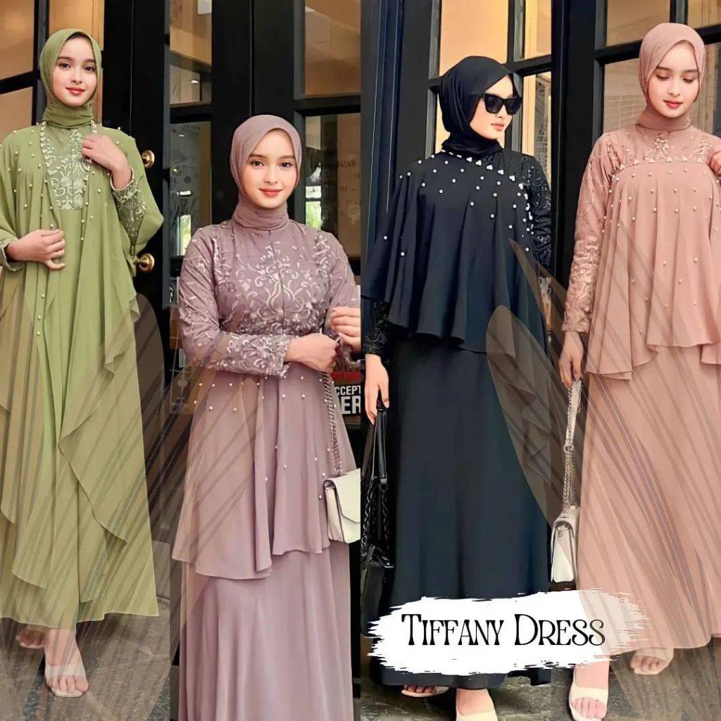 Jual Gamis Wanita Tiffany Dress Gamis Muslim Wanita Bahan Ceruty ...