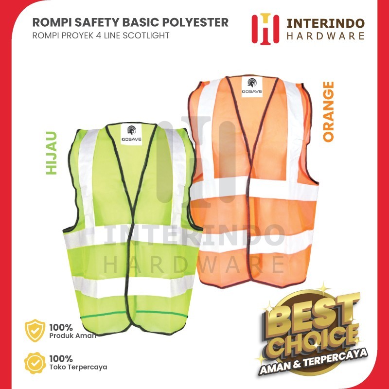 Jual Rompi Safety Proyek Polyester 4Line / Safety Vest Basic 4 ...