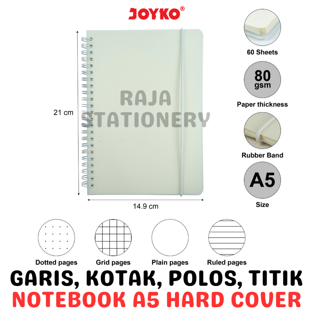 Jual Joyko Notebook Diary A5 Ruled Grid Dotted Plain / Buku Catatan ...