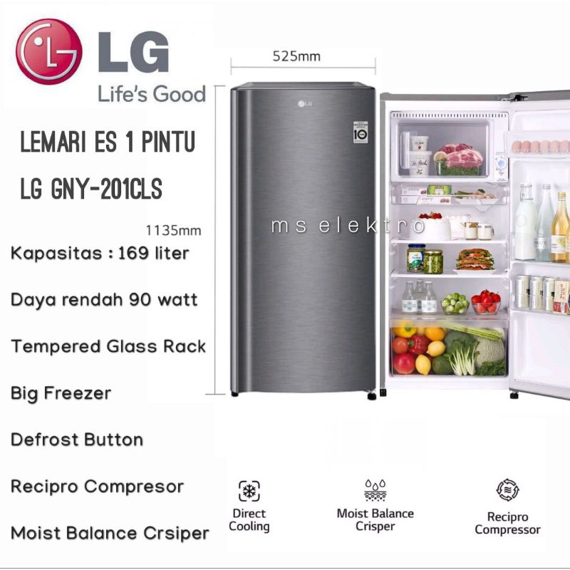 Jual Lemari Es Kulkas 1 Pintu LG GNY-201CLS | Shopee Indonesia