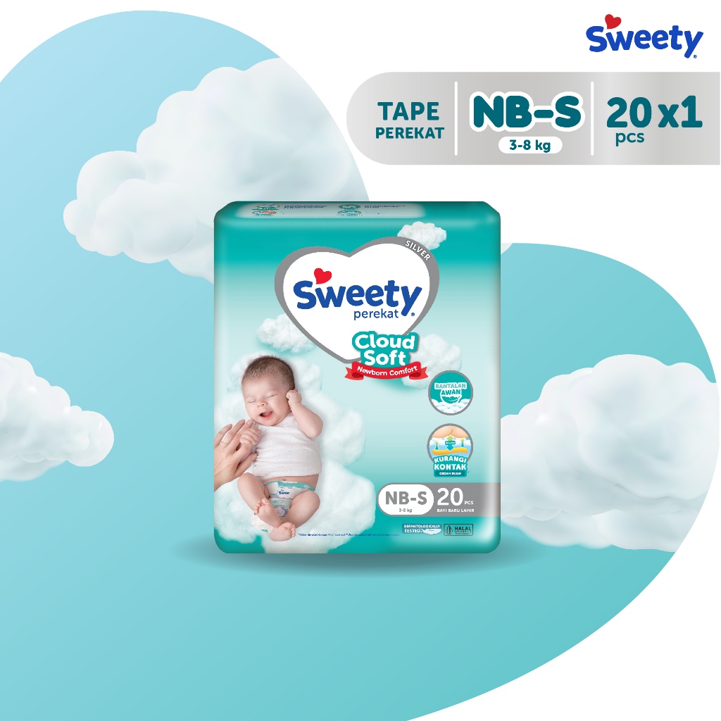 Jual Sweety Silver Comfort Cloud Soft Newborn NB - S 20 Popok Perekat ...