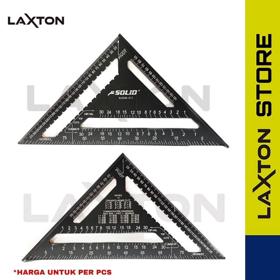 Jual Solid Siku Sudut Segitiga Aluminium 12" Penggaris Tukang SLSQ06 ...