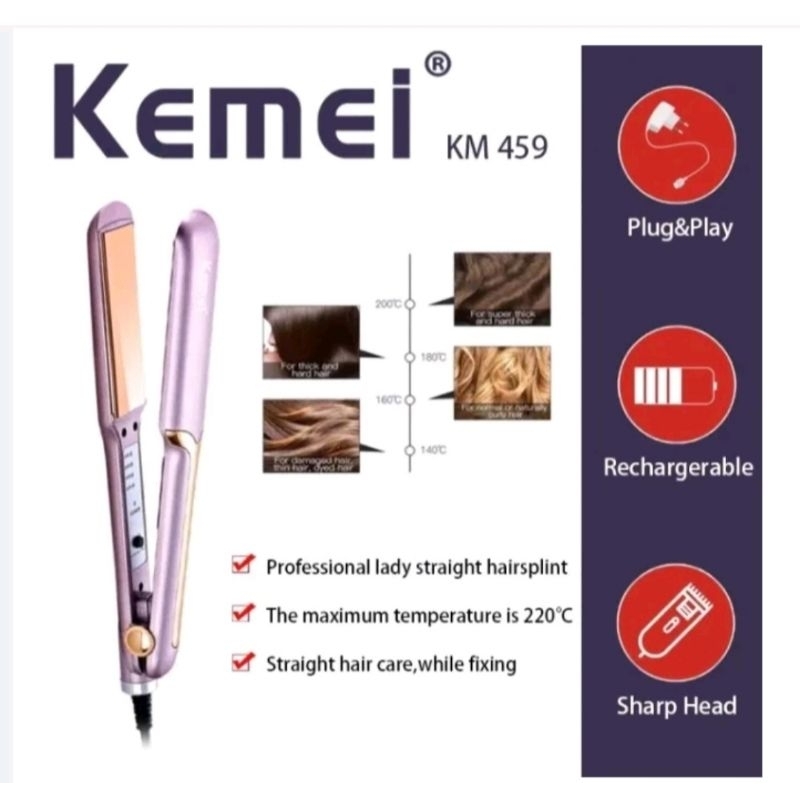 Jual CATOKAN RAMBUT KEMEI KM-459 LURUS CURLY CATOK KERITING 2IN1 HAIR ...