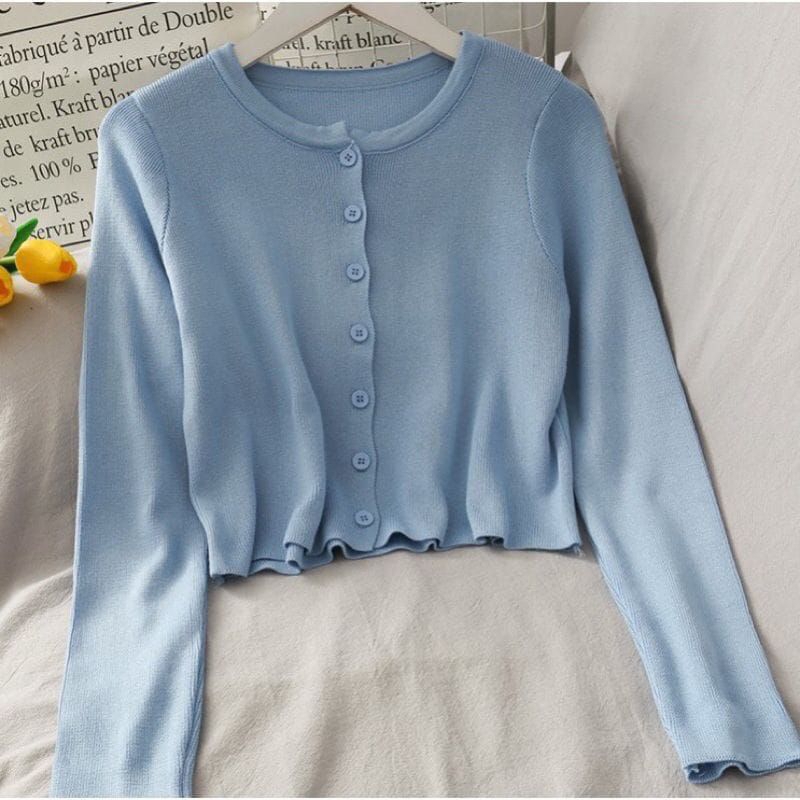 Jual Cardigan Bailey Rajut Crop Top/Atasan Wanita Crop Lengan Panjang ...