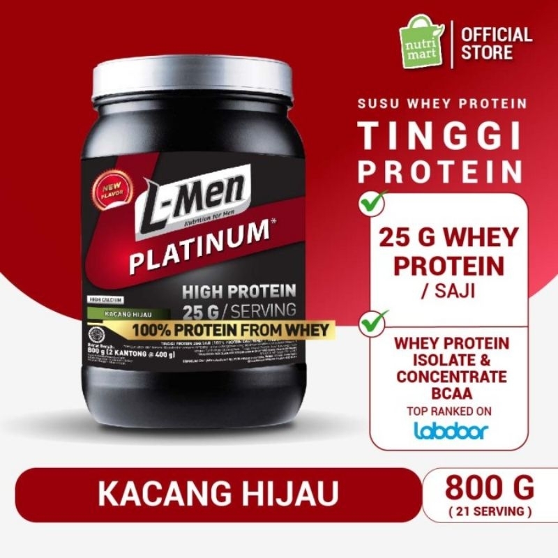 Jual L-men Lmen Platinum Whey Protein Isolate Kacang Hijau 800gr ...