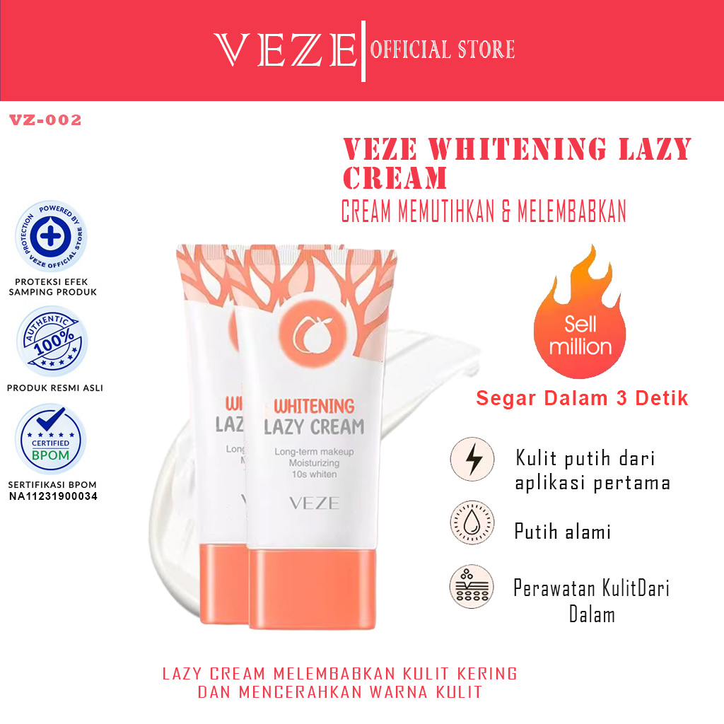 Jual VEZE Whitening Lazy Cream- VEZE_VZ002_Whiteninglazy 30ml | Shopee ...