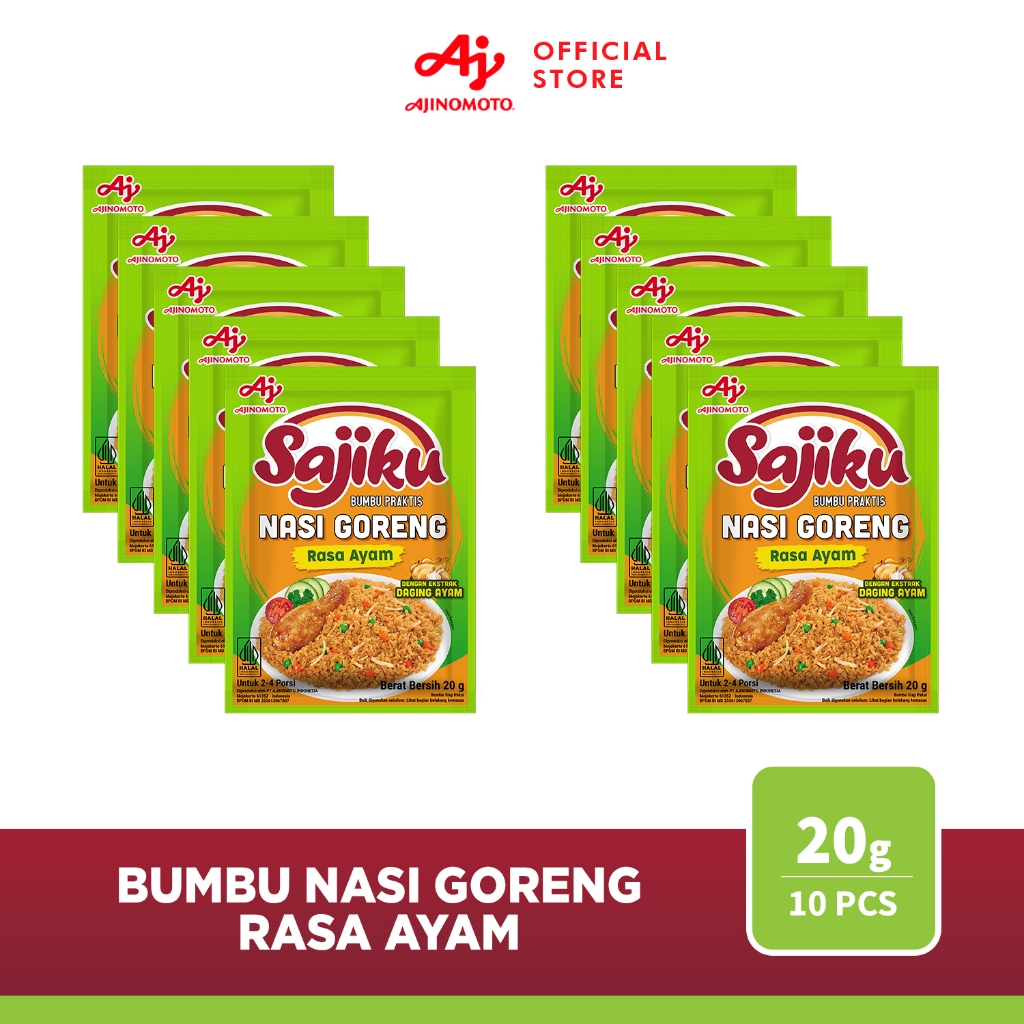 Jual Sajiku® Bumbu Praktis Nasi Goreng Rasa Ayam 20g (10 pcs) | Shopee ...