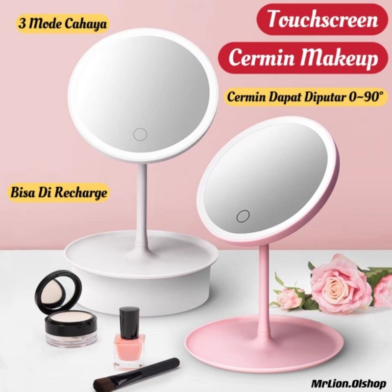 Jual Cermin Makeup Mirror LED Light Tombol Touch Screen Aesthetics ...