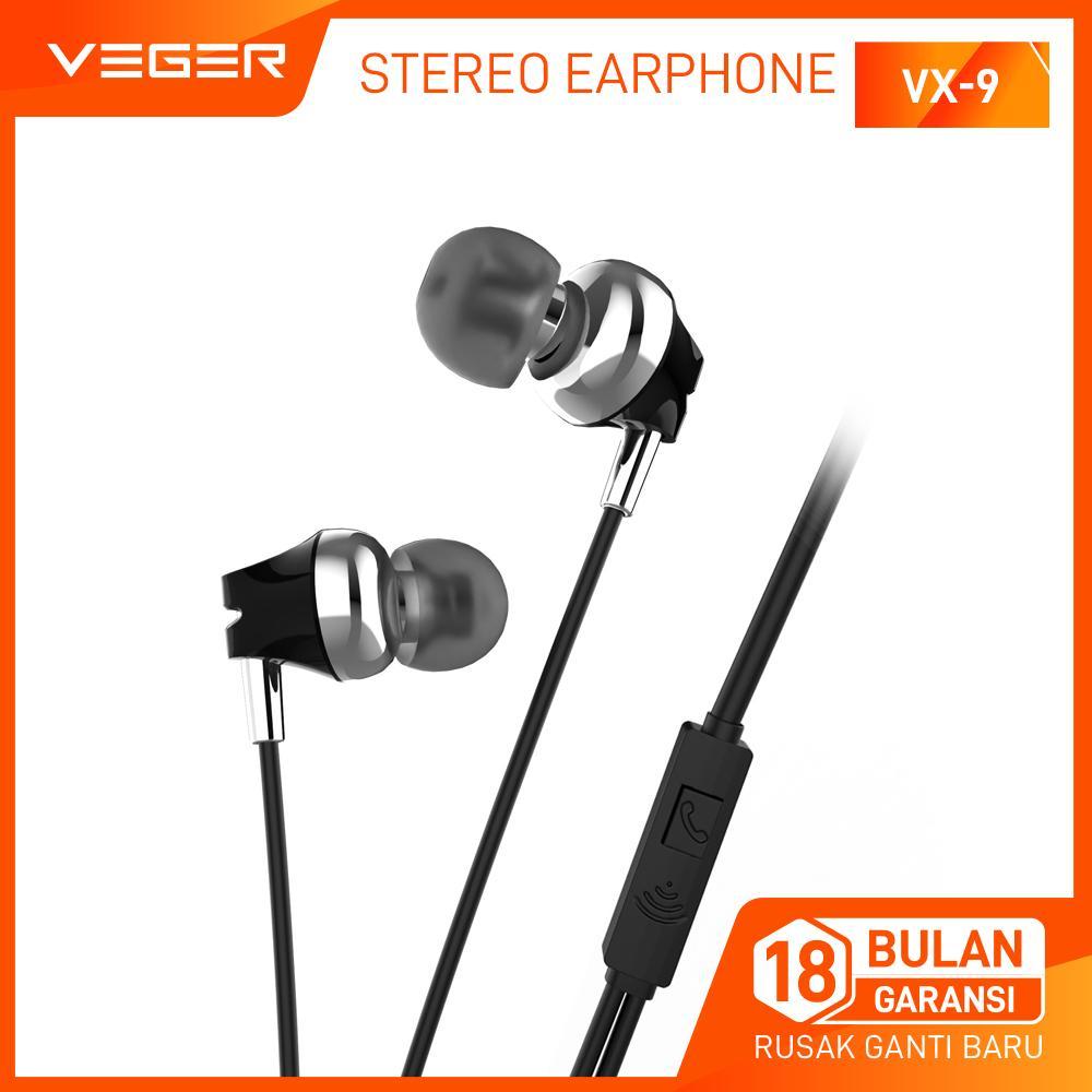 Jual VEGER VX9 Headset Wired In Ear Earphone 3.5MM With Microphone Mic Big Bass Earphones ...