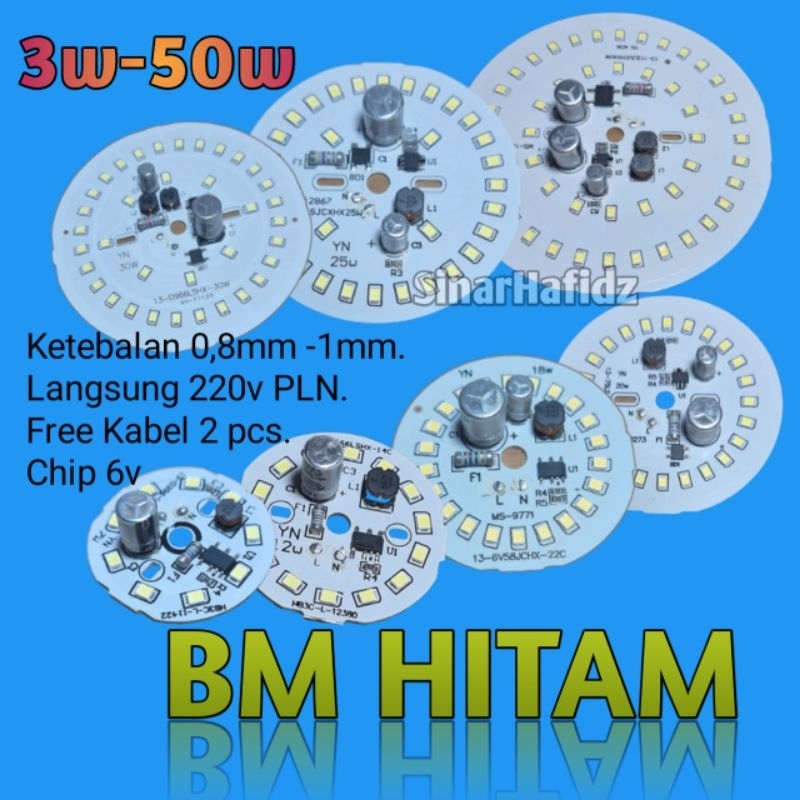 Jual PCB LED AC HITAM ALL Watt 3w,5w,7w,9w,12w,15w,18w,20w,25w,30w ...