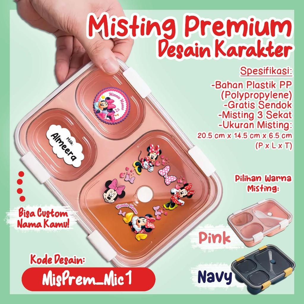 Jual Kotak Bekal / Kotak Makan PREMIUM Misting Lunchbox Lucu Keren ...