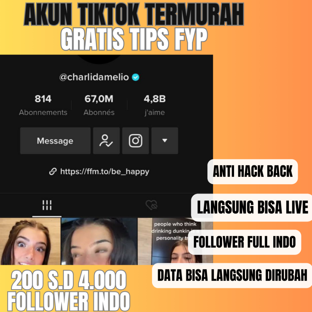 Jual Akun Tiktok Live Murah Follower fyp 100 - 1000 Follower Aktif Real ...