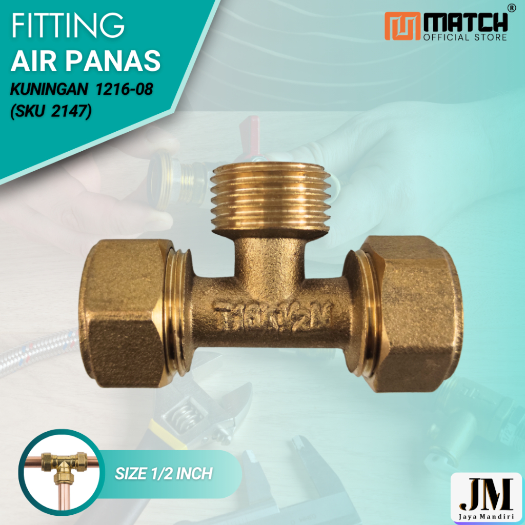 Jual Fiting Tee Sambungan Selang Pipa Drat Dalam 1/2 Kuningan FLUSSO ...