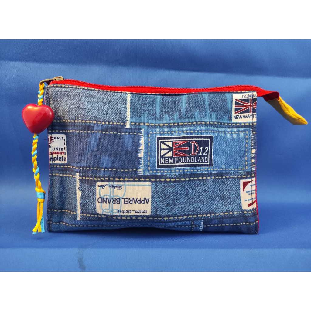 Jual Dompet Jepang ( Japanese Pouch ) - Biru Motif Label Jeans | Shopee ...