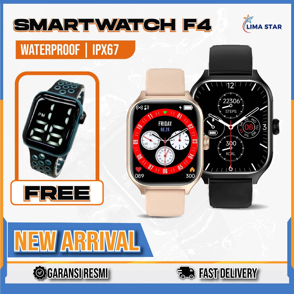 Jual Smartwatch F4 Jam Tangan Pria Wanita Sport Healthy Digital Support ...