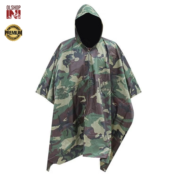 Jual Mantel Jas Hujan Ponco Material PVC 2 motif Hitam dan Camo Ponco ...