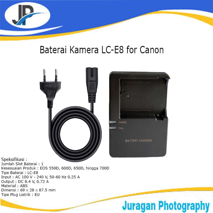 Jual Charger Baterai Kamera LC-E8 for Canon EOS 550D 600D 650D 700D ...